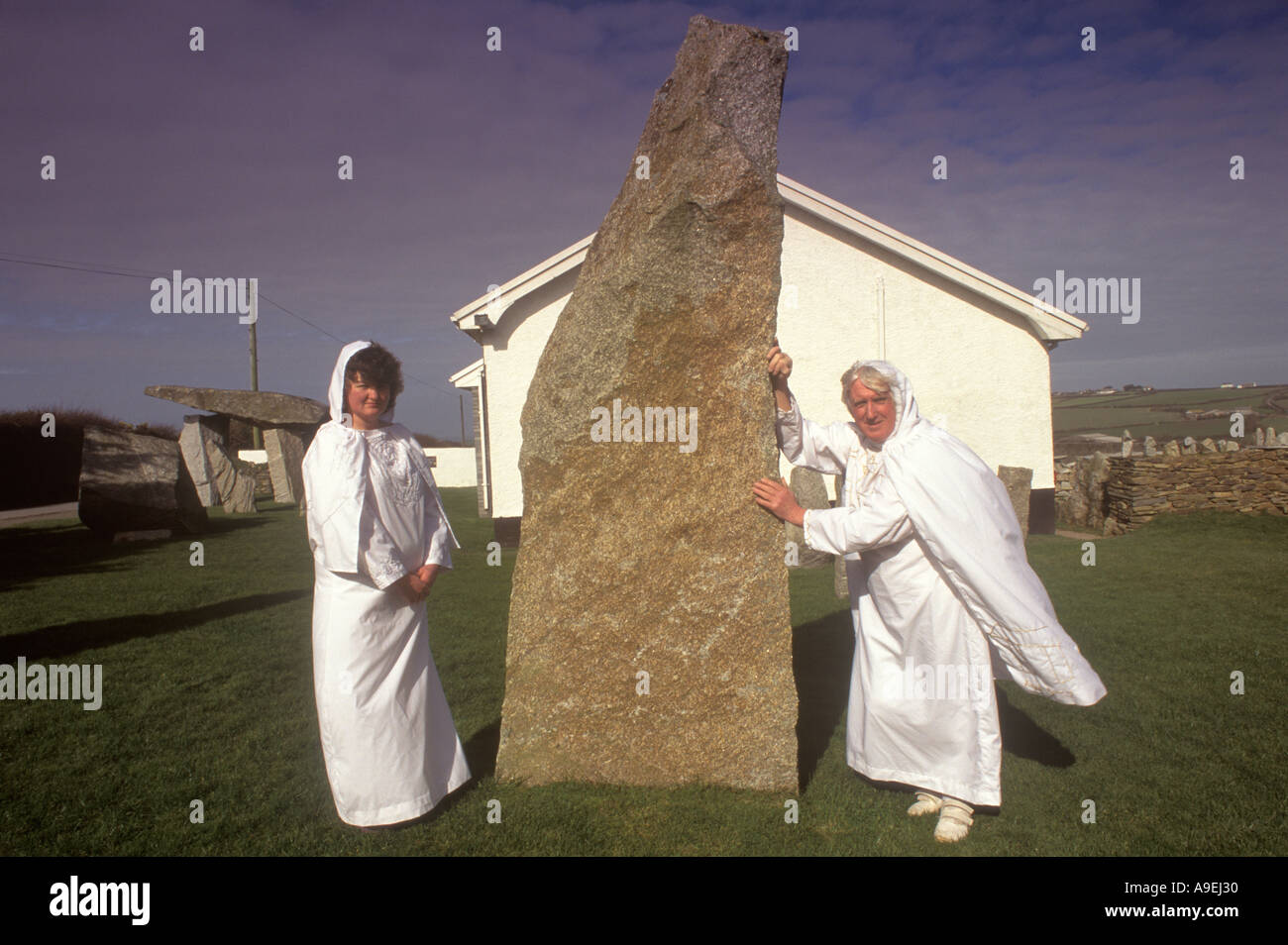 Ed and Glynis Prynn eccentric druids in their Megalithic Garden with ...