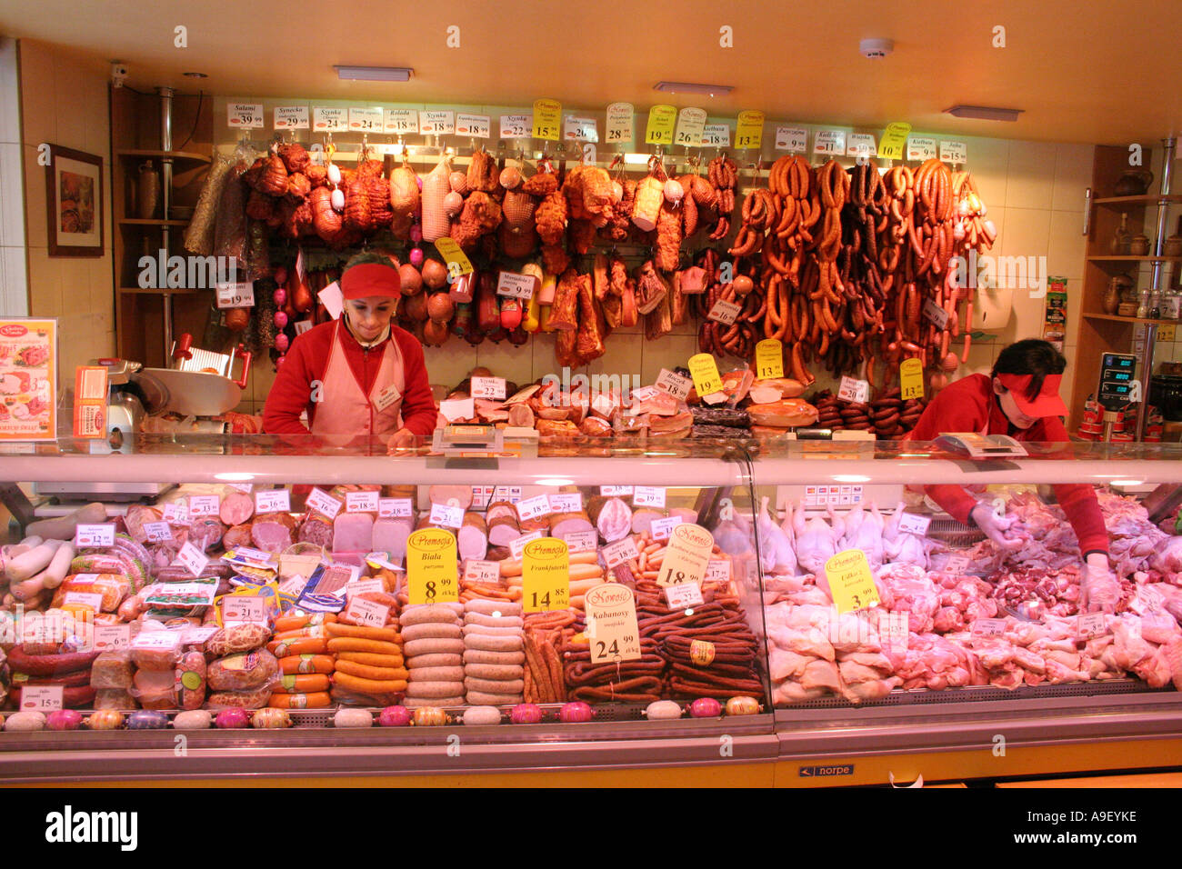 Sausage shop in Poland Stock Photo - Alamy