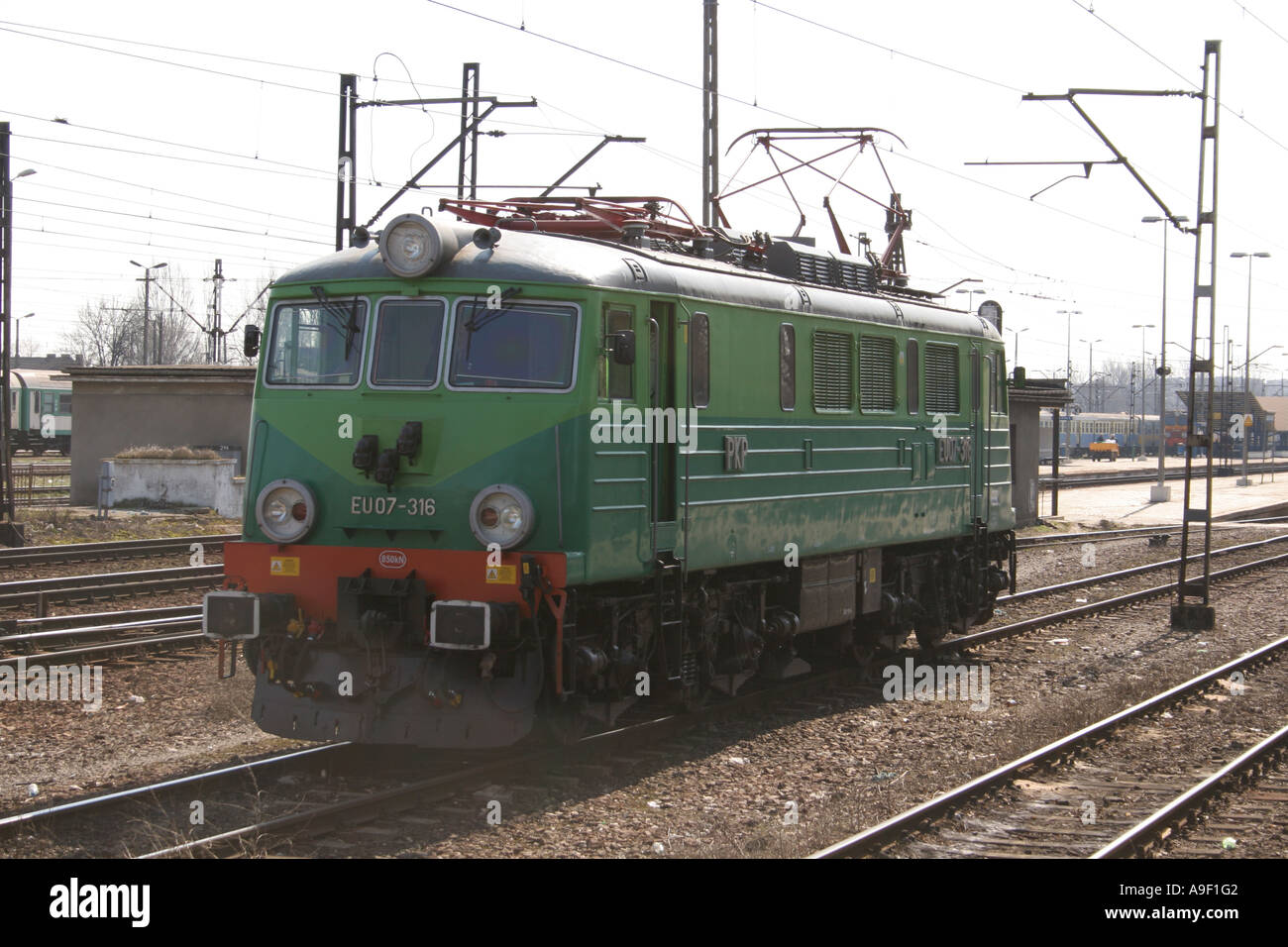 Polish train, electric engine Stock Photo - Alamy