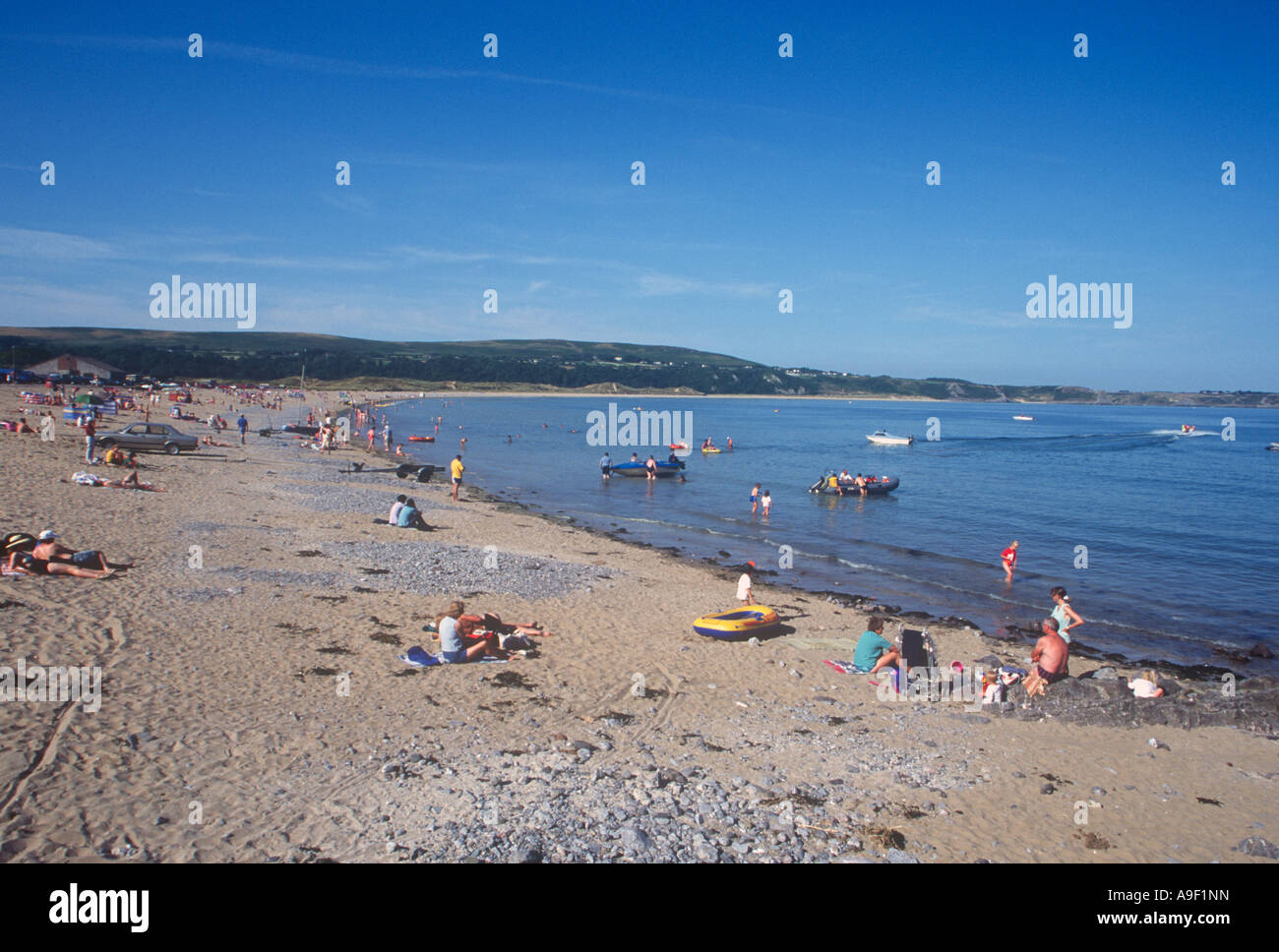 Beach in Summer Oxwich Bay Gower Stock Photo - Alamy