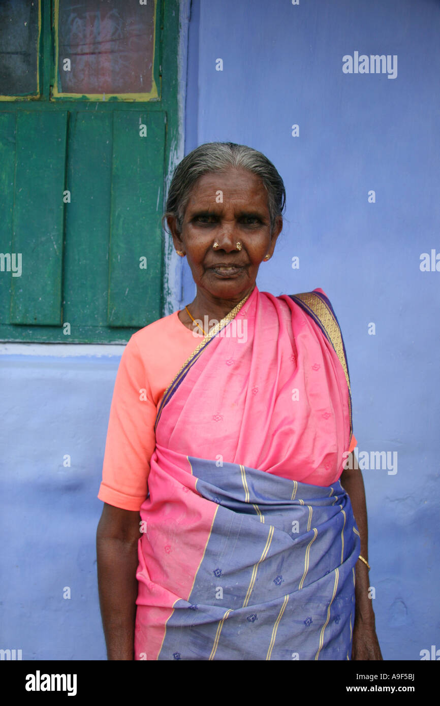 Local tea picker at her family home in the tea plantations of Munnar, a ...