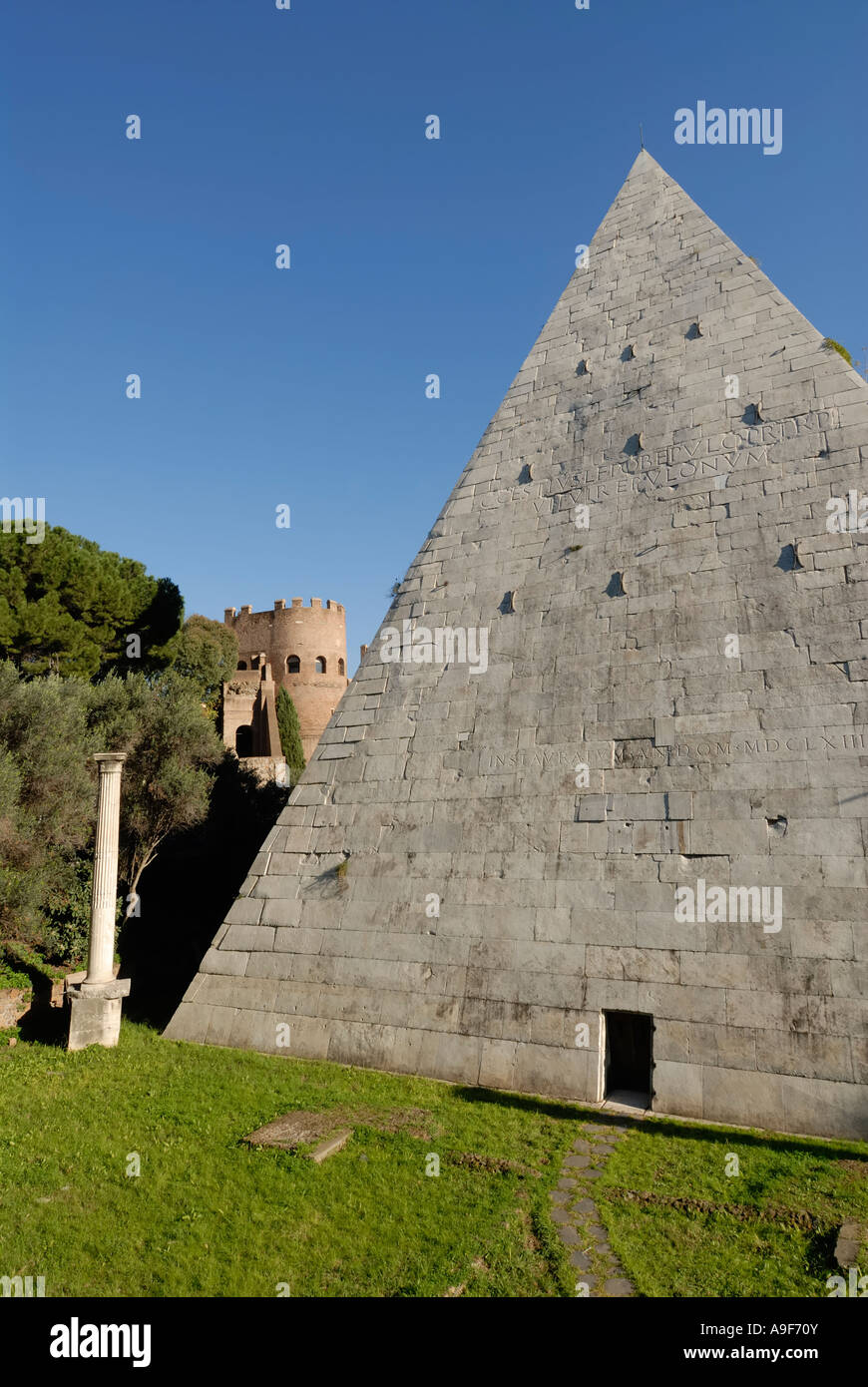 Rome Italy Piramide di Cestio The white memorial pyramid of Caius ...