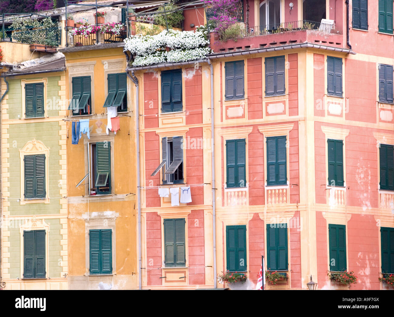 Painted buildings Portofino Liguria Italy Stock Photo - Alamy