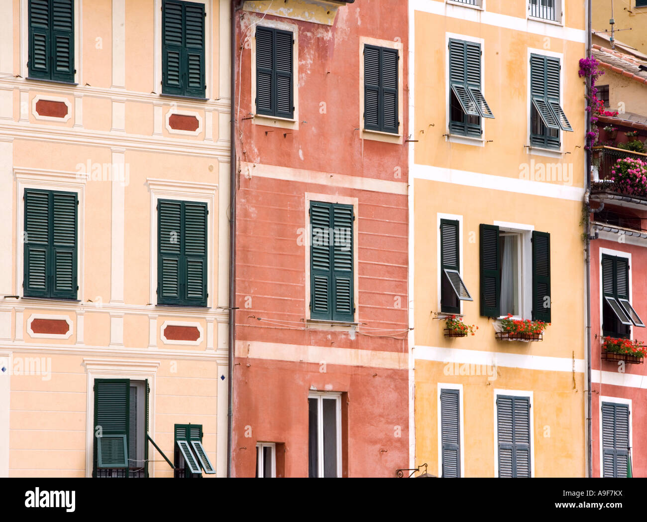 Painted buildings Portofino Liguria Italy Stock Photo - Alamy