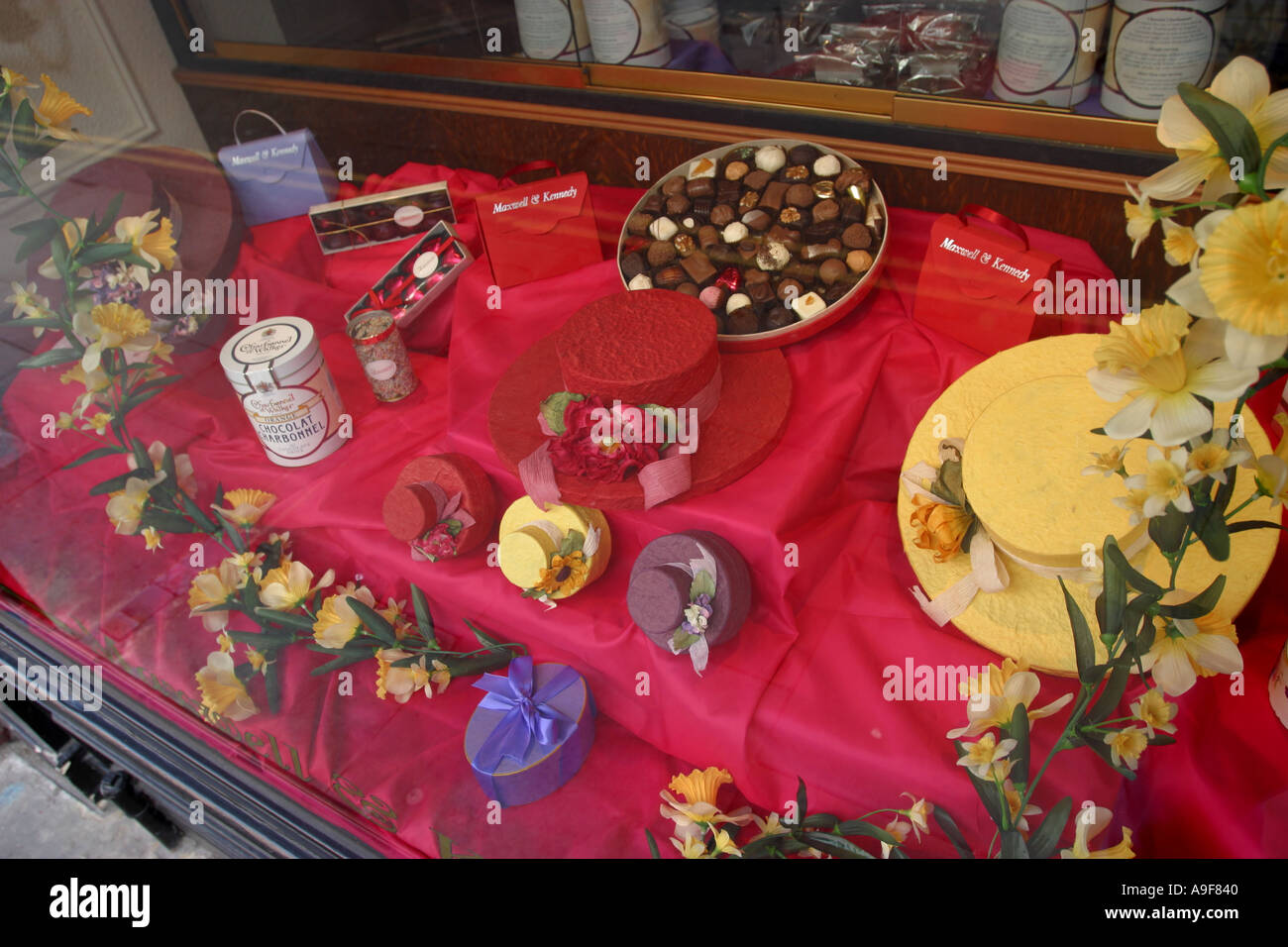 Chocolate Shop window display Stock Photo - Alamy