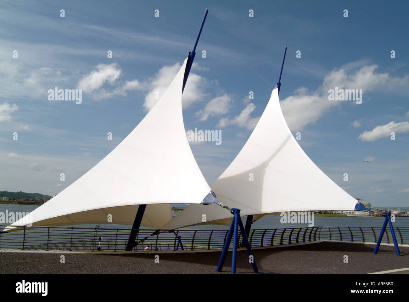 Cardiff Bay Barrage Point Wales tent or sail like structures on The ...