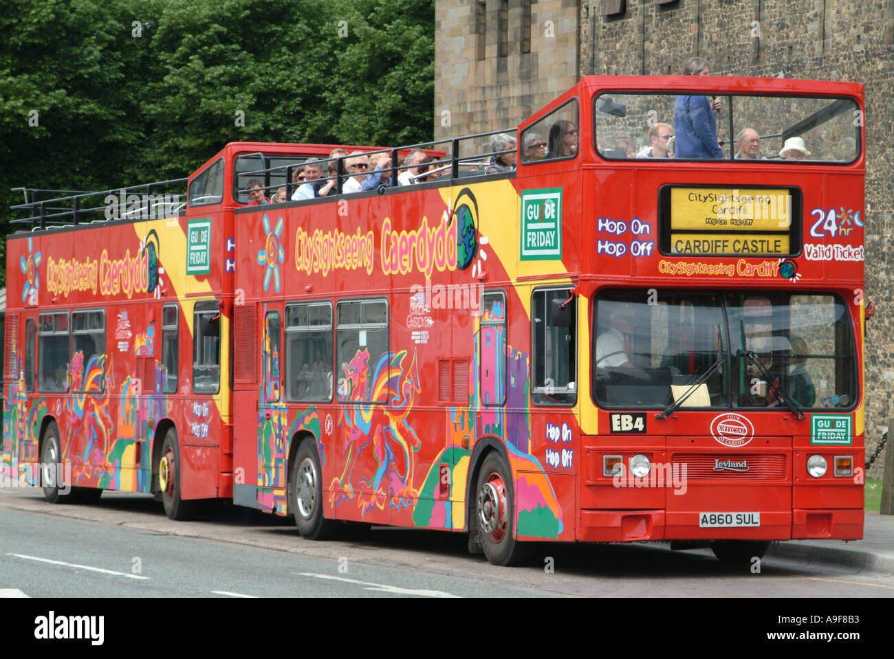 Cardiff Wales Site Seeing welsh buses Stock Photo - Alamy