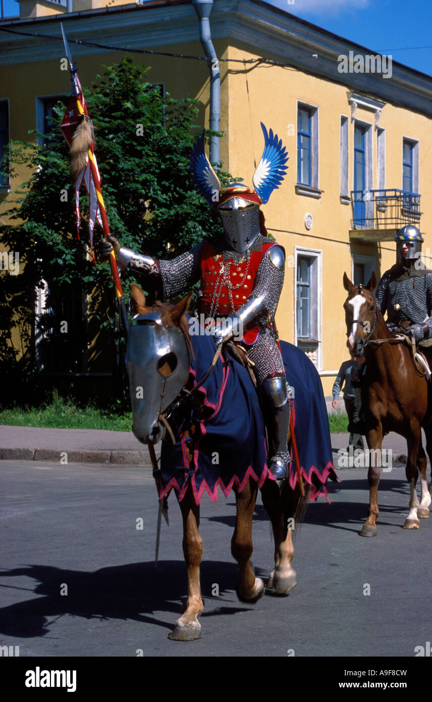 Russia Pushkin a mounted knight during the carnival parade Stock Photo ...