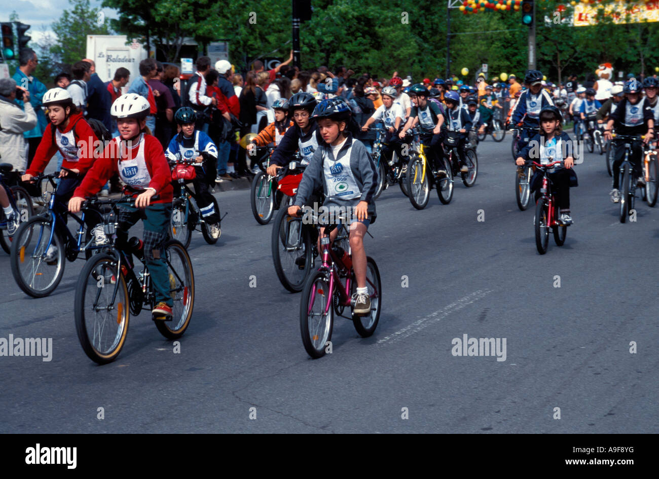 Canada Montreal young cyclists start off on the Tour d Enfants children ...