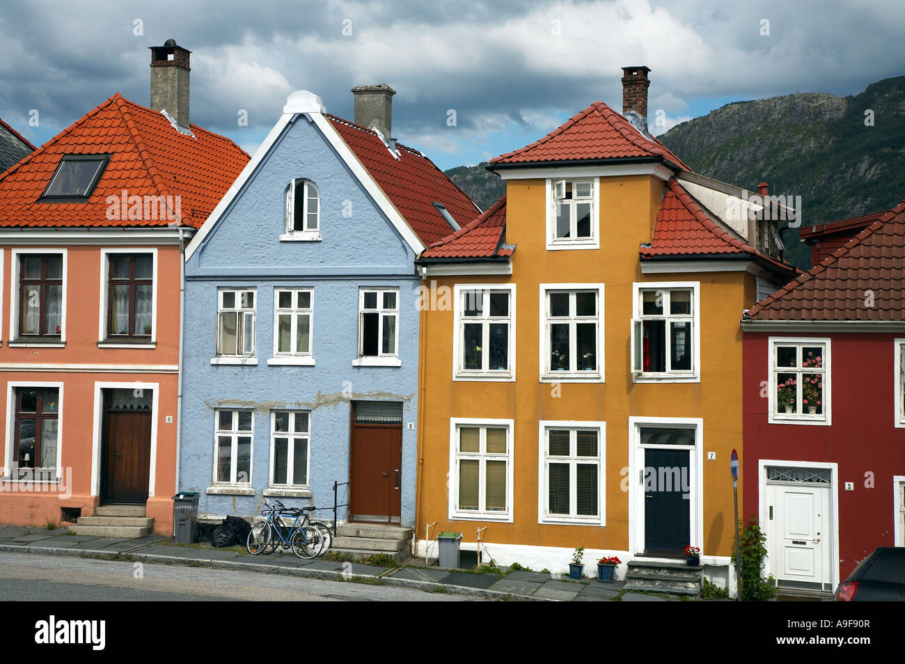 Coloured Houses in the city of Bergen Norway Scandinavia Stock Photo ...