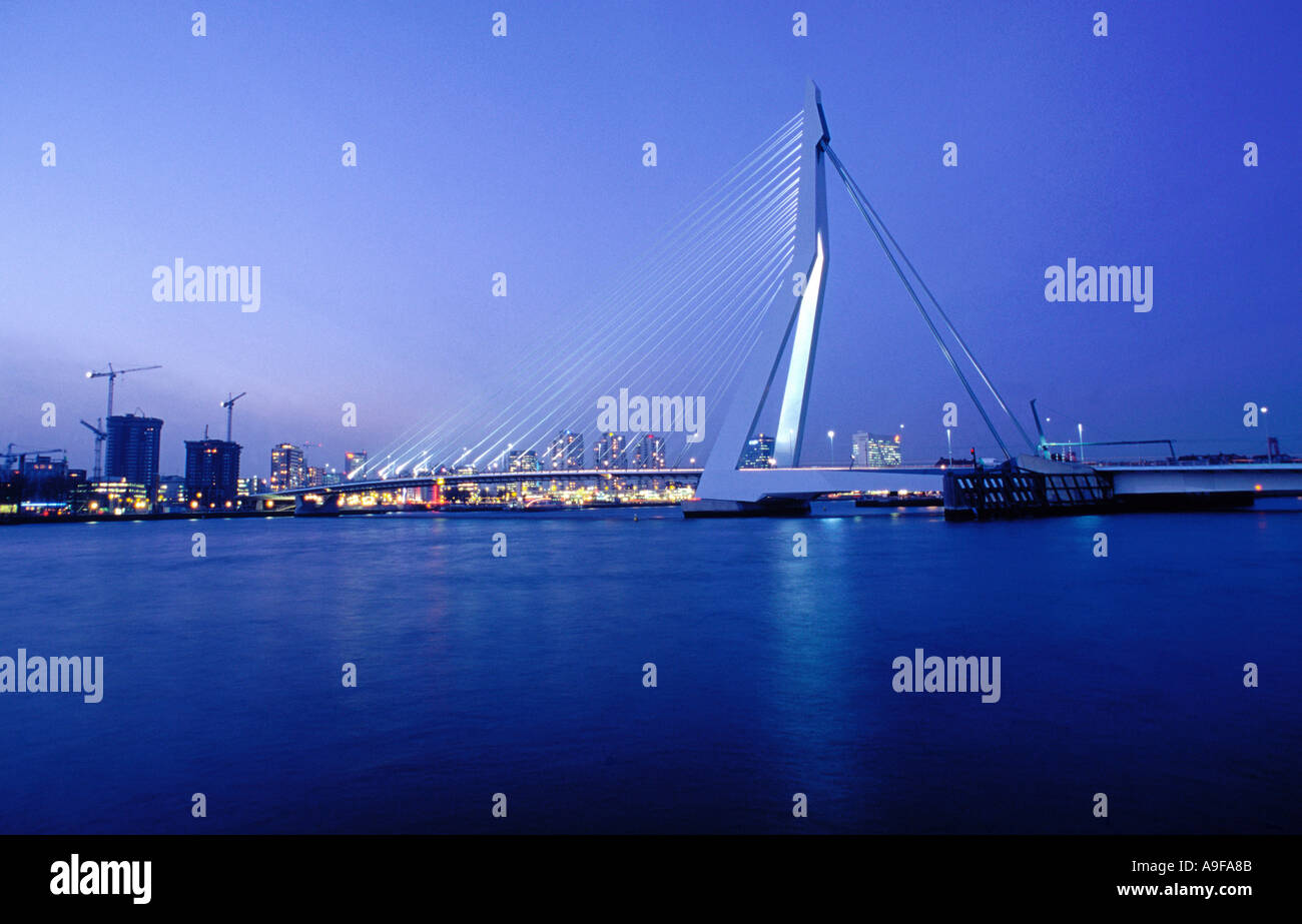 the Erasmus bridge at night Rotterdam the Netherlands Stock Photo - Alamy