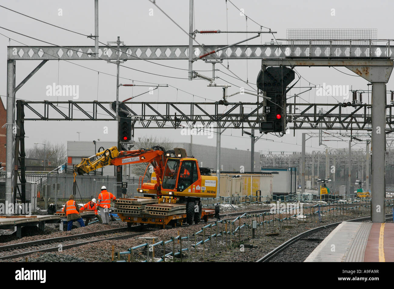 Railway engineering work Stock Photo - Alamy