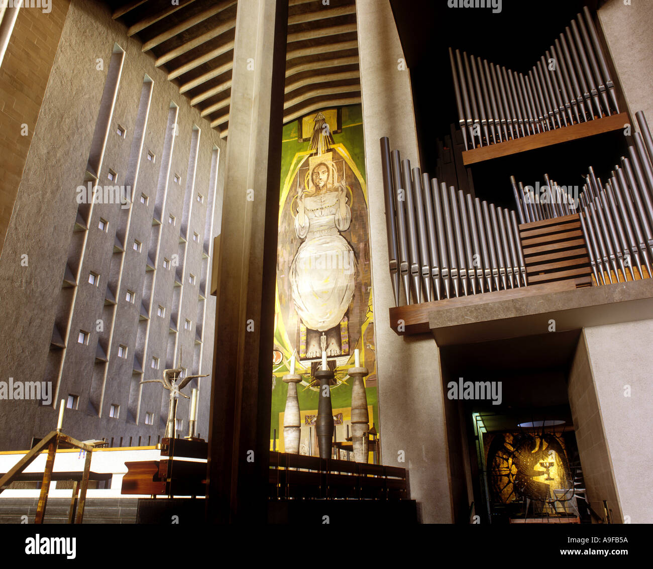 Interior of Coventry Cathedral showing organ pipes and Graham ...