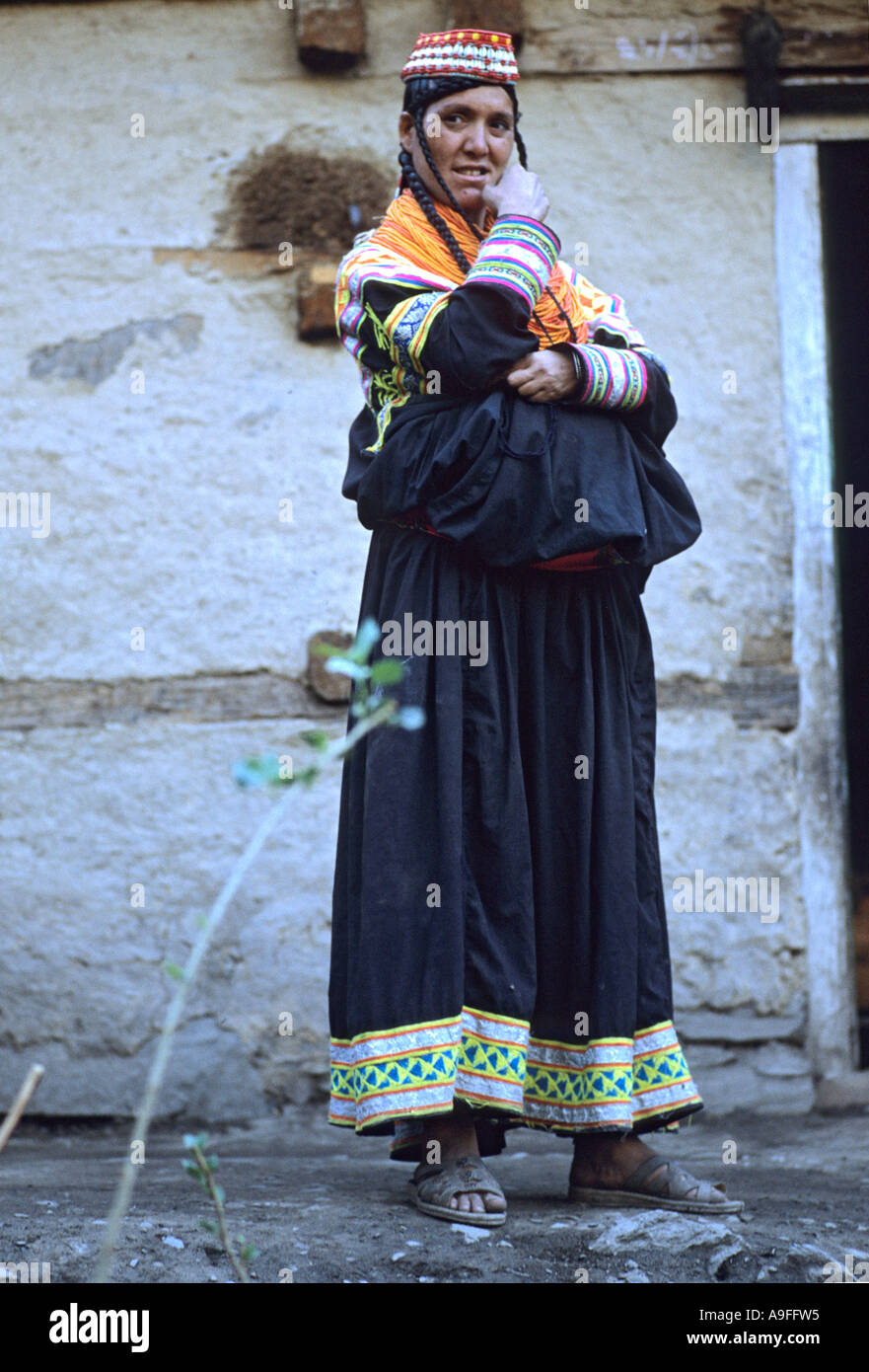 local Kalash woman in traditional clothes Village of Bumboret Kalash ...