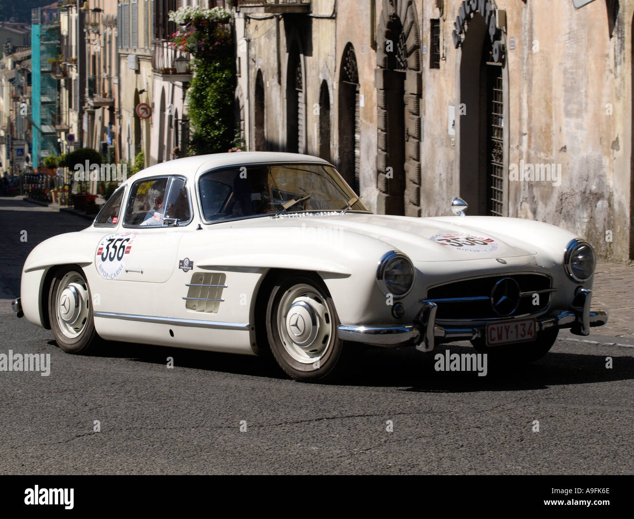 Mercedes 300SL 1956 competing in 2005 Mille Miglia rally in Italy Stock ...