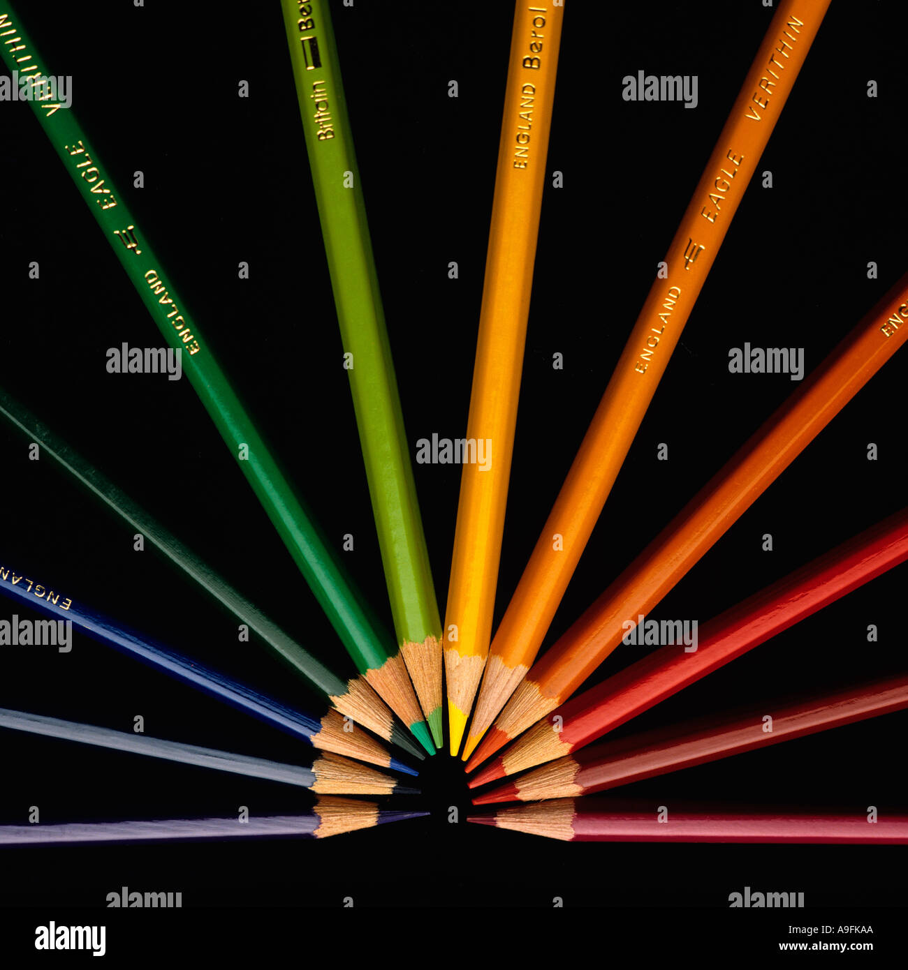 colour array of pencil crayons Stock Photo - Alamy