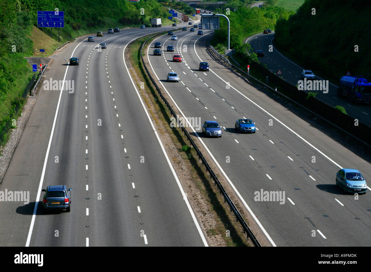 traffic on M3 motorway through hampshire by winchester england uk gb ...