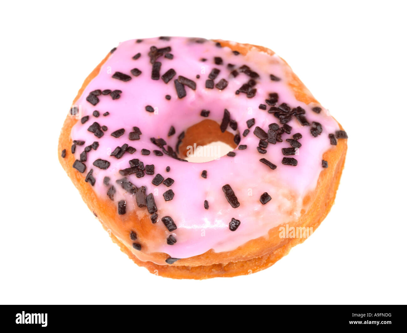 Fresh Tasty Single Whole Pink Iced Ring Doughnut Or Donut With ...