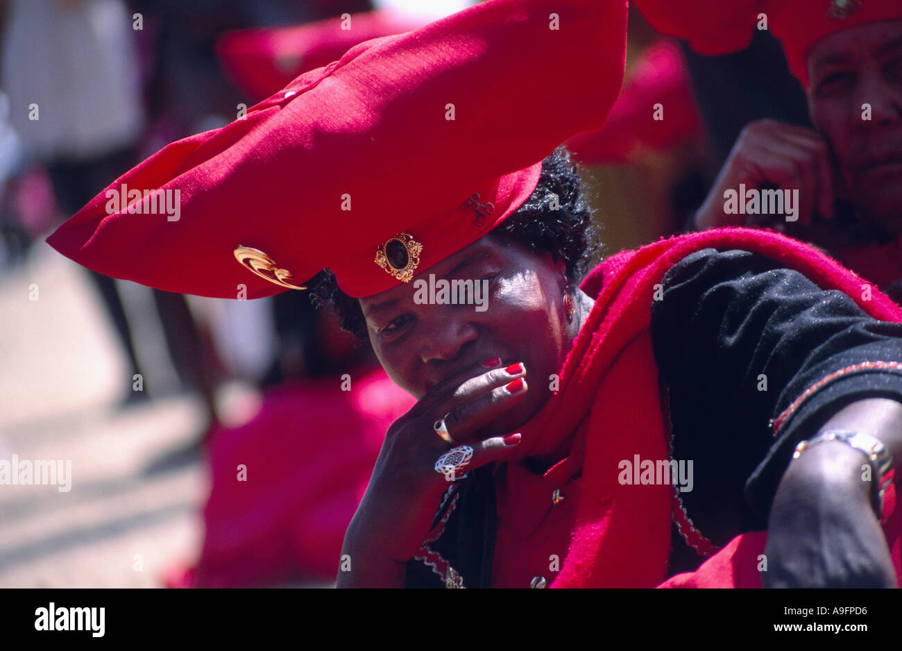 Herero woman, wearing traditional clothing, Namibia, Okahandja, Aug 95 ...