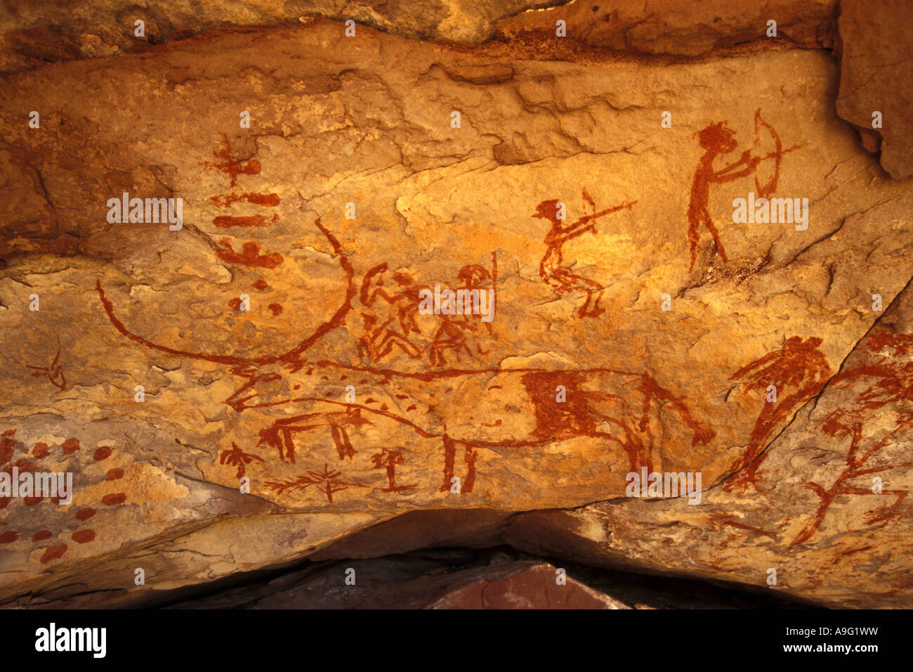praehistoric rock paintings at Jebel Akakus, Libya, Sahara Stock Photo ...