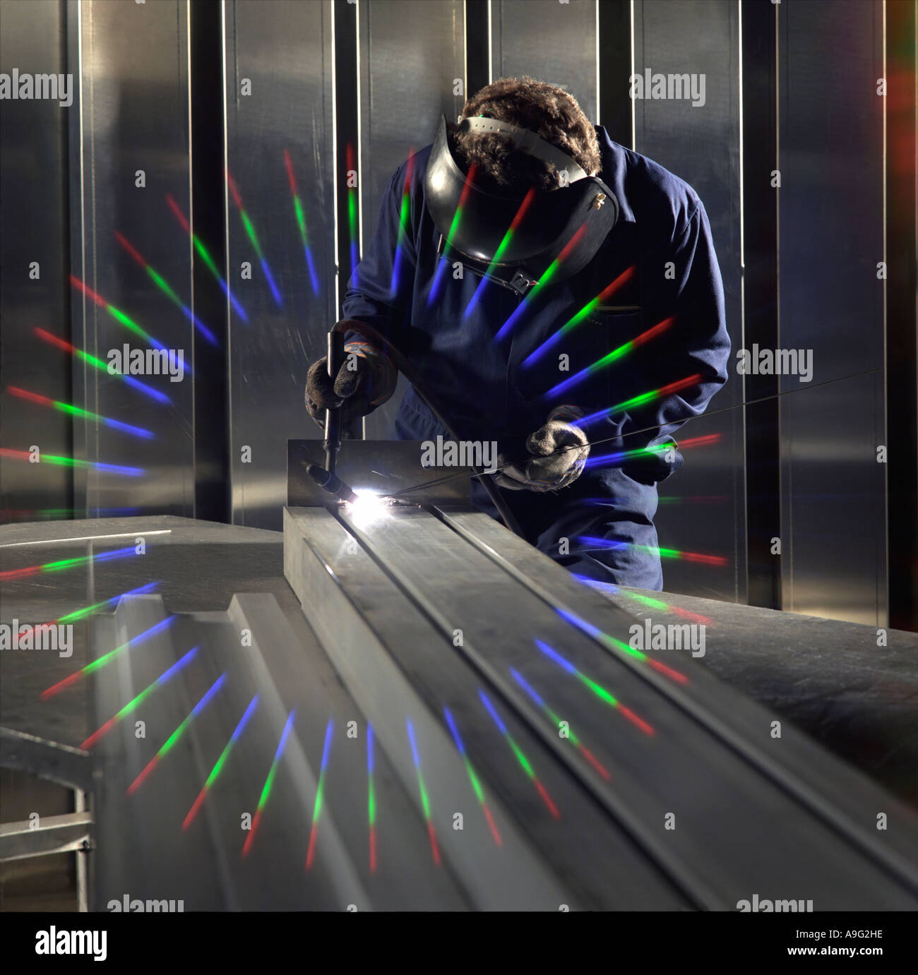MIG welding of aluminium struts for aerospace industry Stock Photo - Alamy