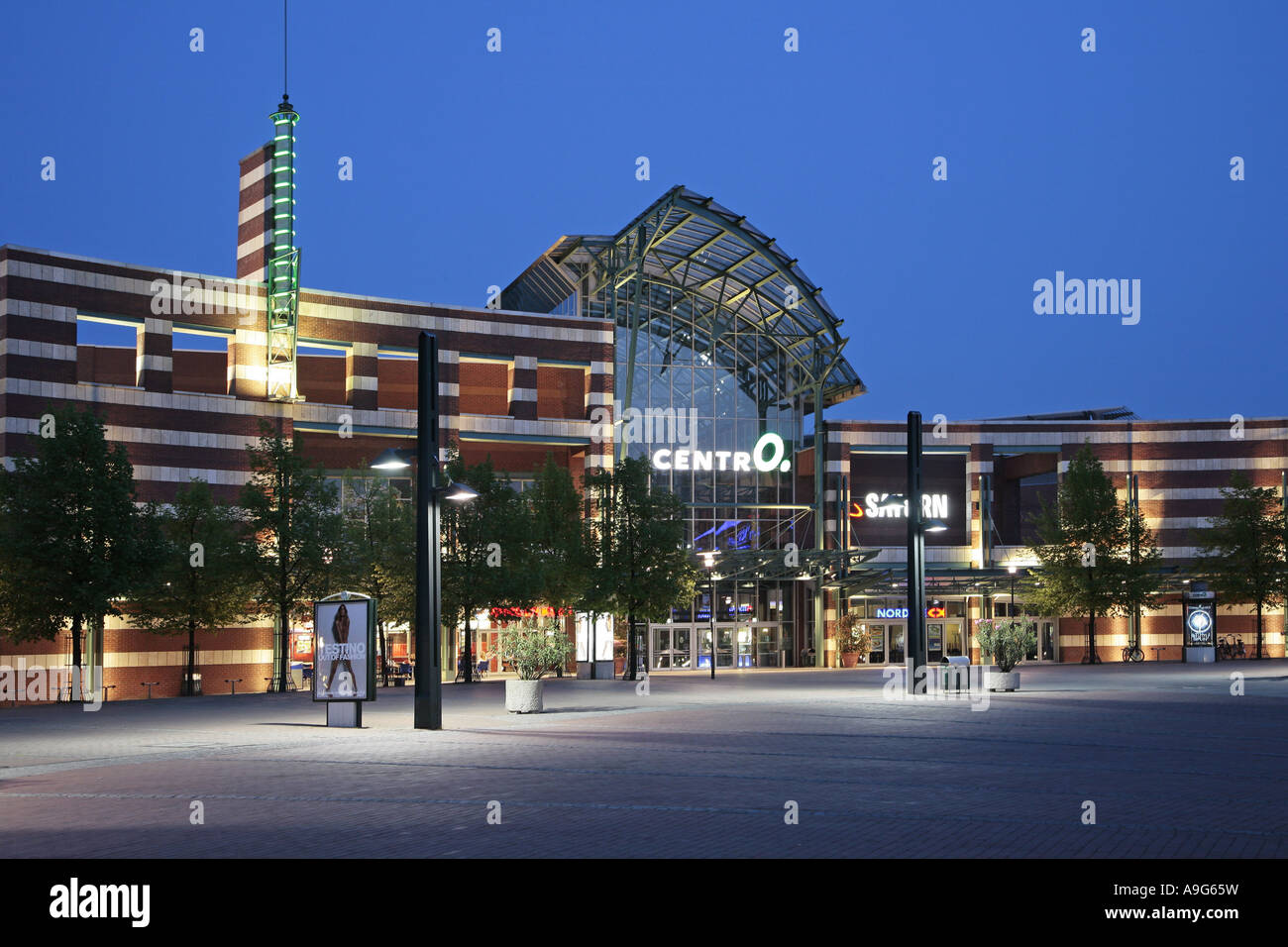 shopping center CentrO at night, Germany, North Rhine-Westphalia, Ruhr ...