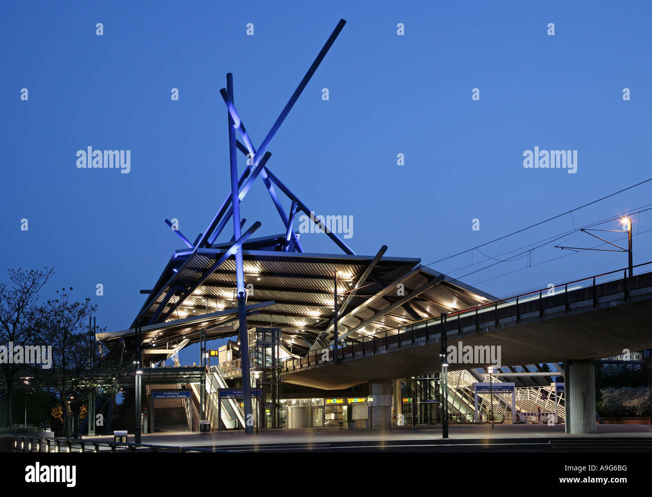 bus- and tramway-station Neue Mitte at the CentrO, Germany, North Rhine ...