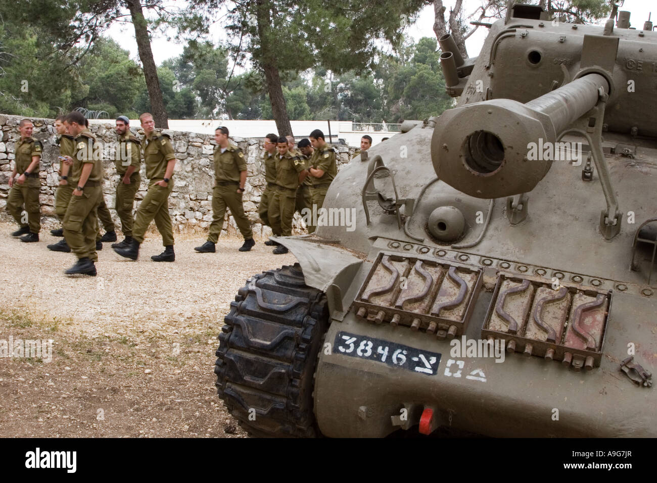 Stock photo of Israeli soldiers and tank shot at Ammunition Hill ...