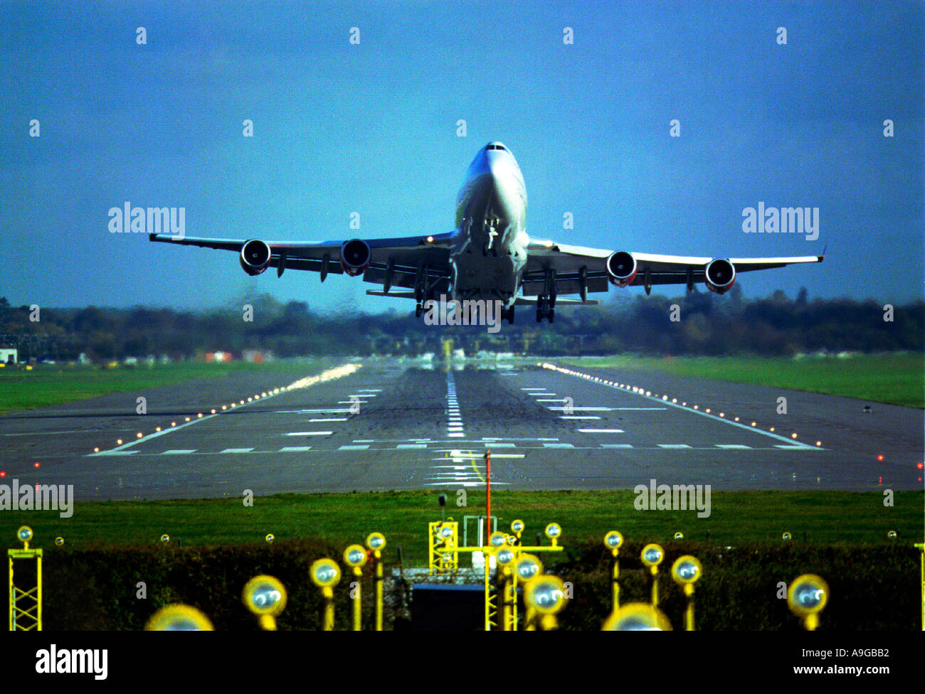 Boeing 747 jet takes off Stock Photo - Alamy