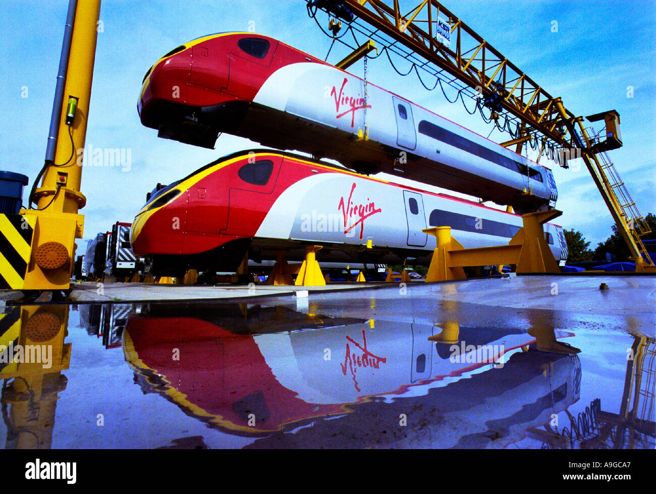Virgin trains, built in Britain, being stacked up at a Birmingham ...