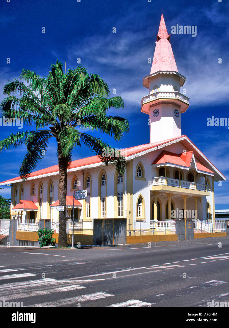 A Catholic church on the island of Tahiti in the society islands group ...