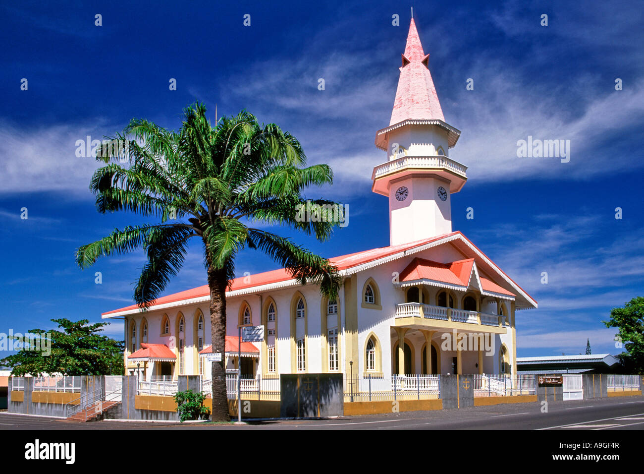 A Catholic church on the island of Tahiti in the society islands group ...