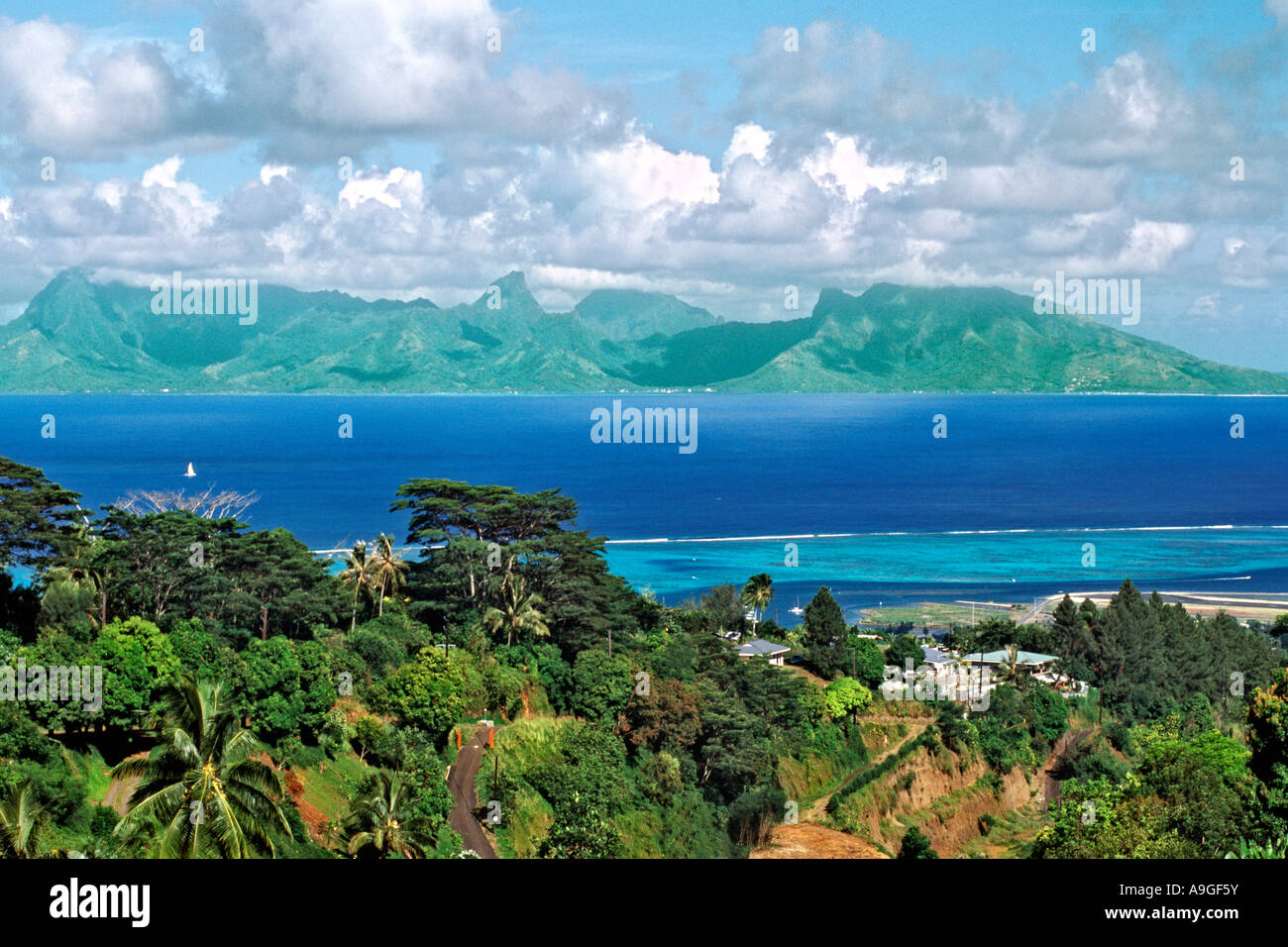 View of the island of Moorea from the island of Tahiti in French ...