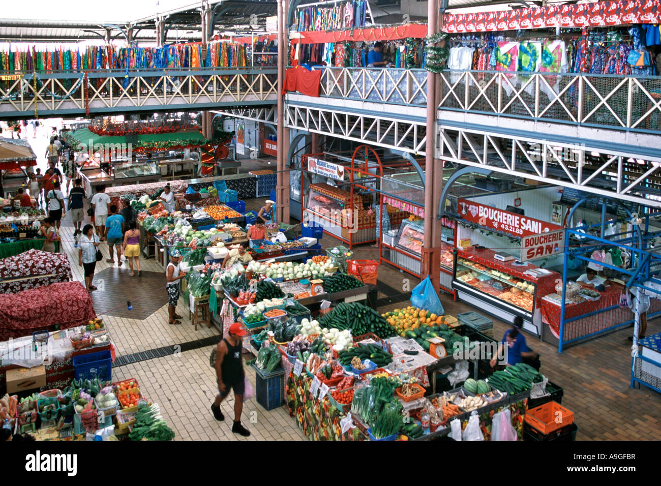 The interior of the municipal market in Papeete, the capital of Tahiti ...
