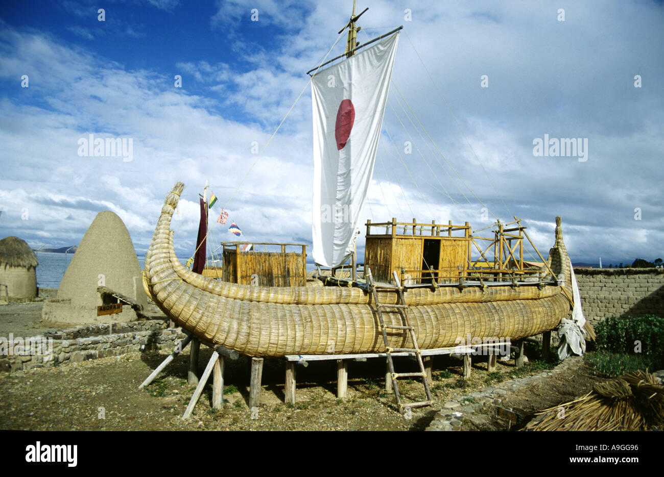 belittled replication of Thor Heyerdahl's Papyrus boat Ra II, Bolivia ...