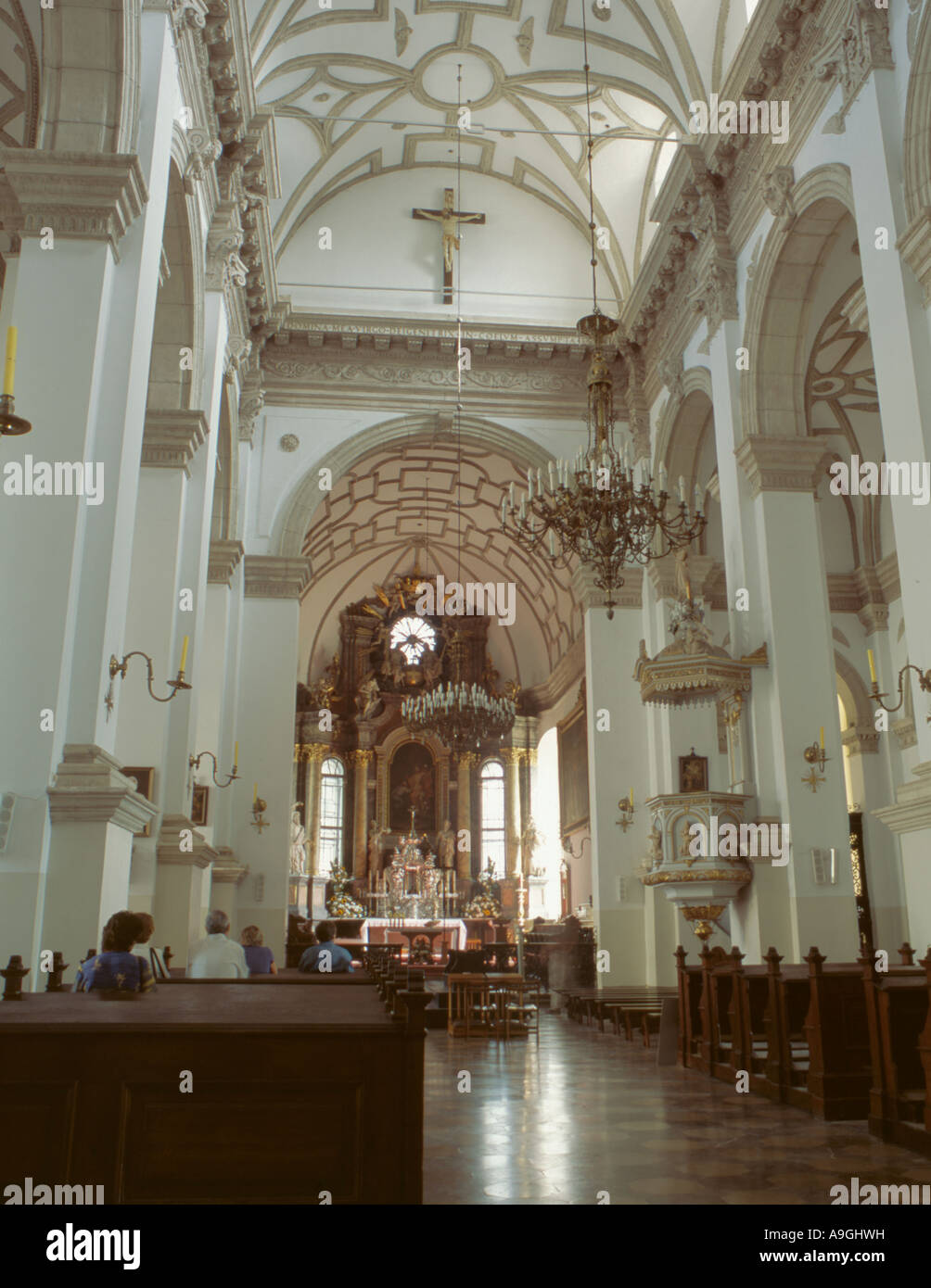 Nave and chancel of the Cathedral, Zamosc, Malopolska, Poland Stock ...