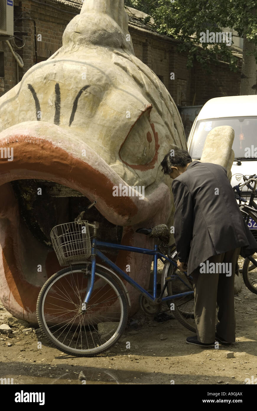 Beijing's Factory 798, Dashanzi Art District, sculpture of fish Stock ...