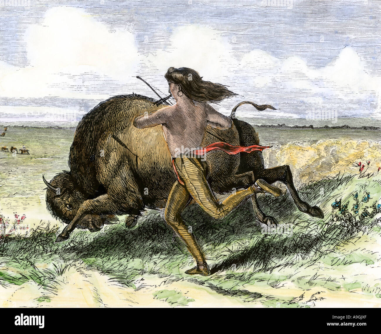 Native american hunting bison High Resolution Stock Photography and ...