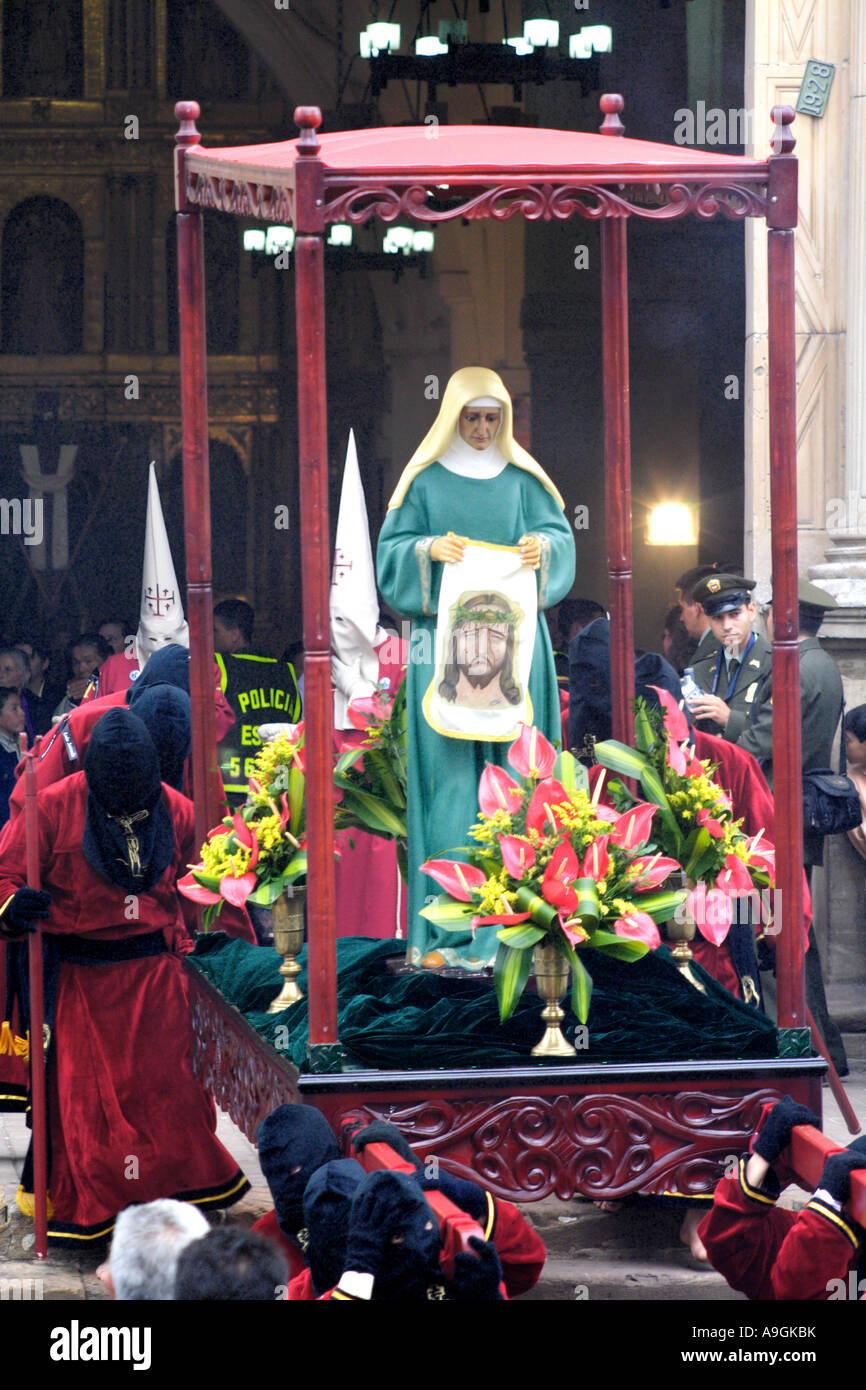 religious litter in a catholic procession, Tunja, Boyacá, South America ...