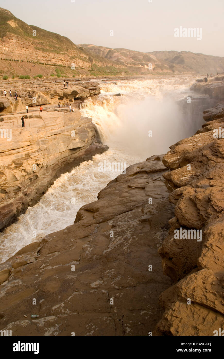 Yellow River (Huang He) at Hukou waterfalls Shanxi province with ...