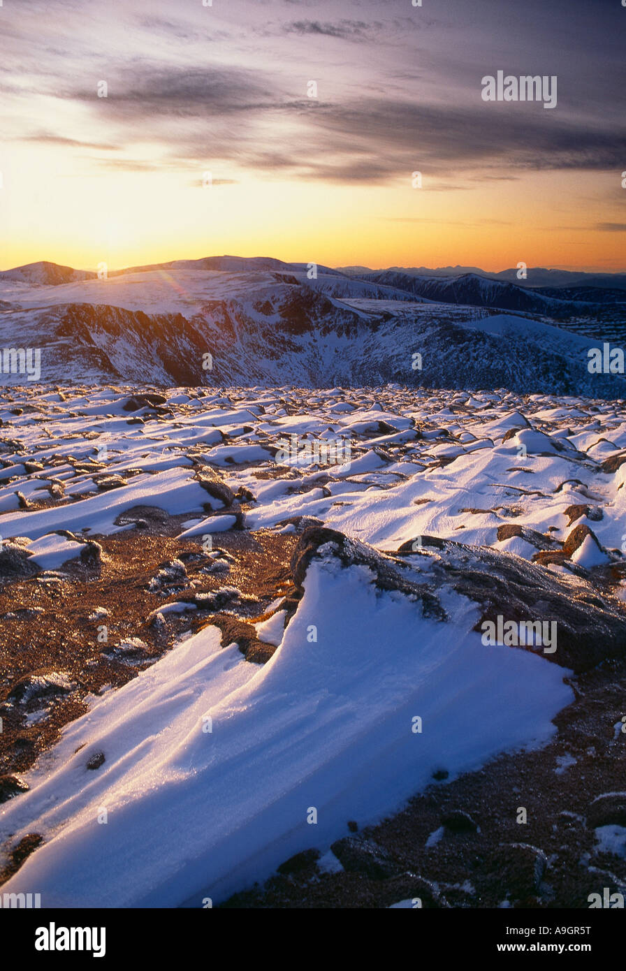 the summit of Cairngorm in winter at dusk Cairngorms Scotland UK Stock ...