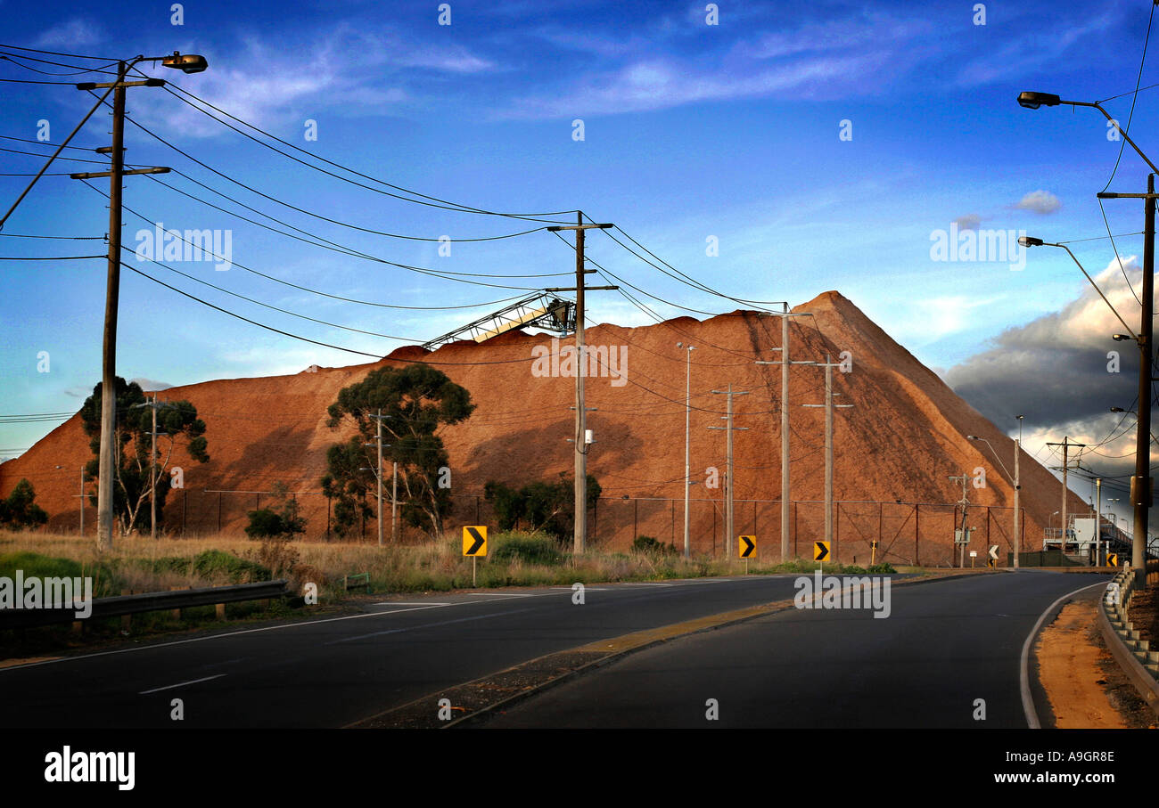 Wood chip pile in Geelong Australia Stock Photo - Alamy