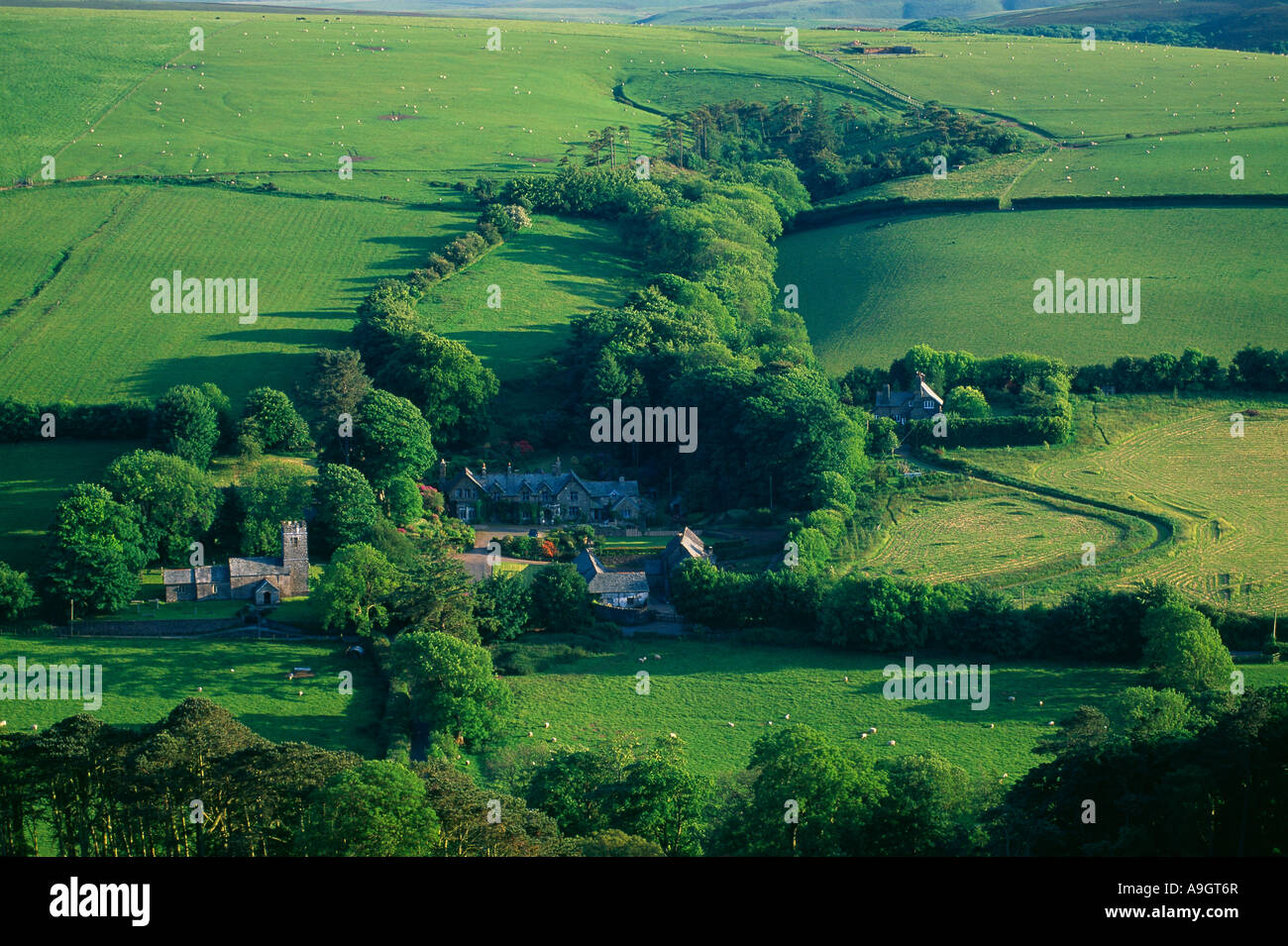 the village of Oare nestled in the Lorna Doone valley Exmoor National ...