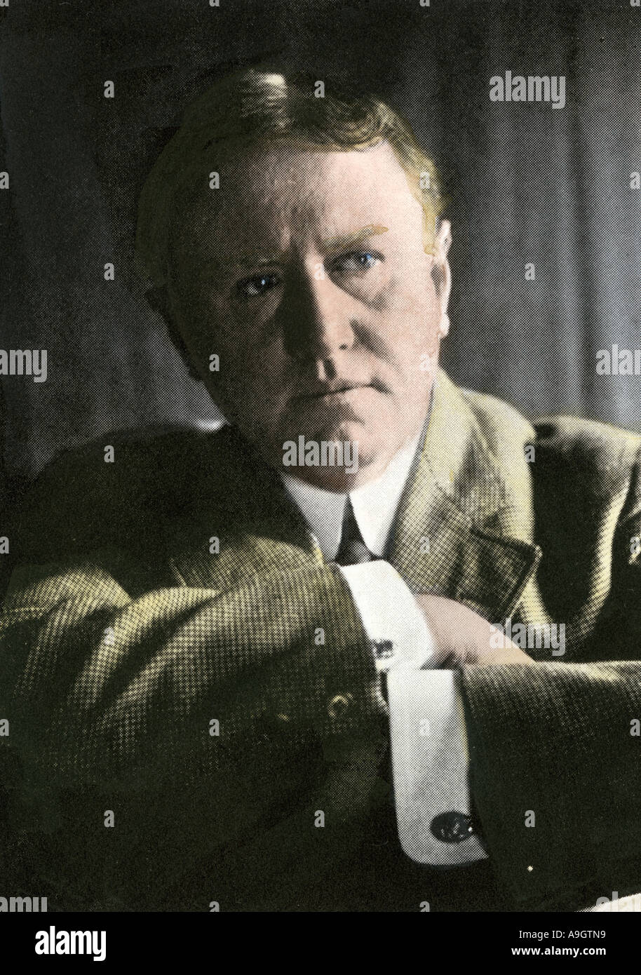 Author William Sydney Porter known as O Henry. Hand-colored halftone of ...