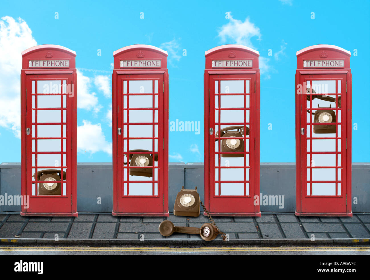red telephone boxes turned into a pattern with old retro style ...