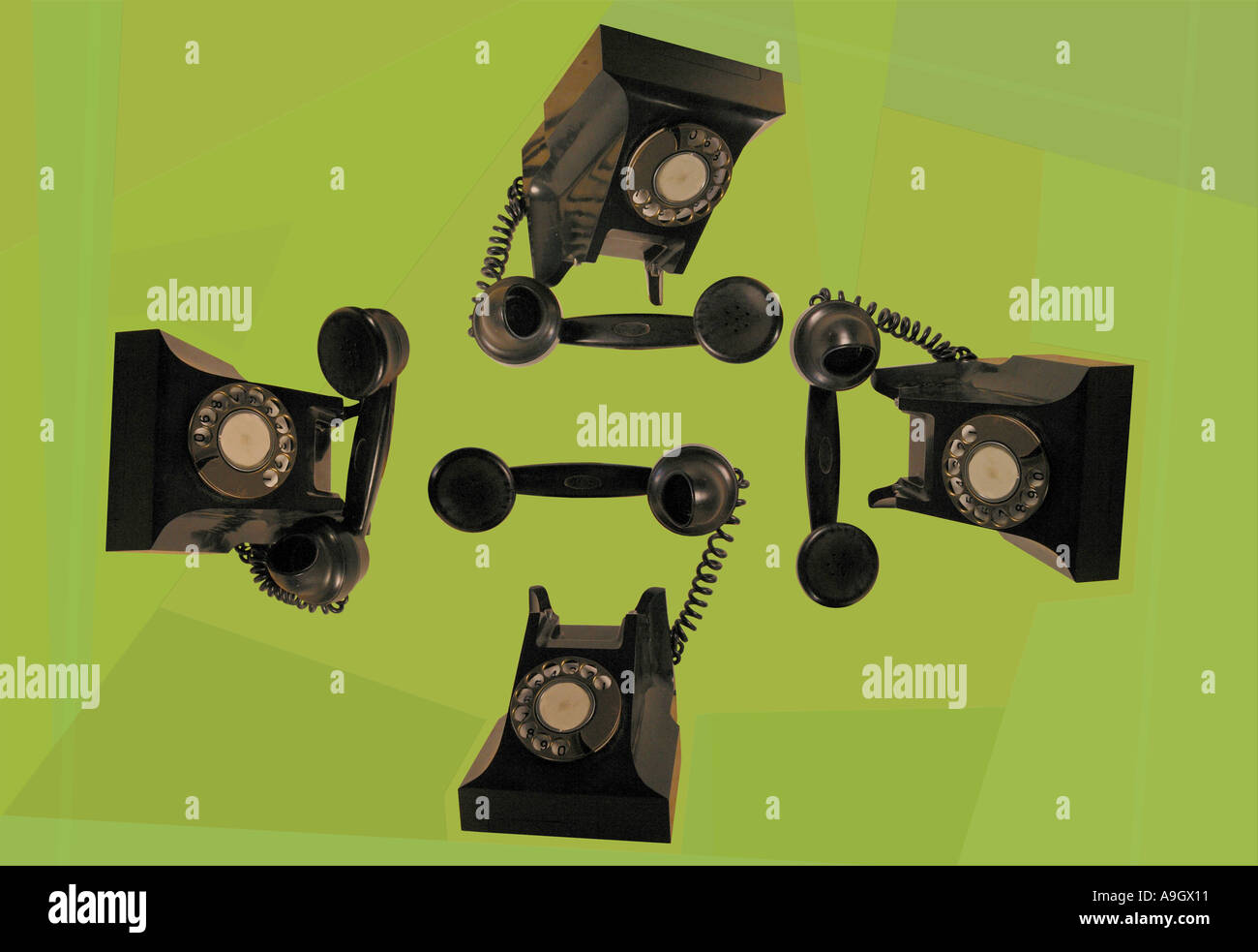 four shots of a retro style telephone to make an unusual pattern Stock ...