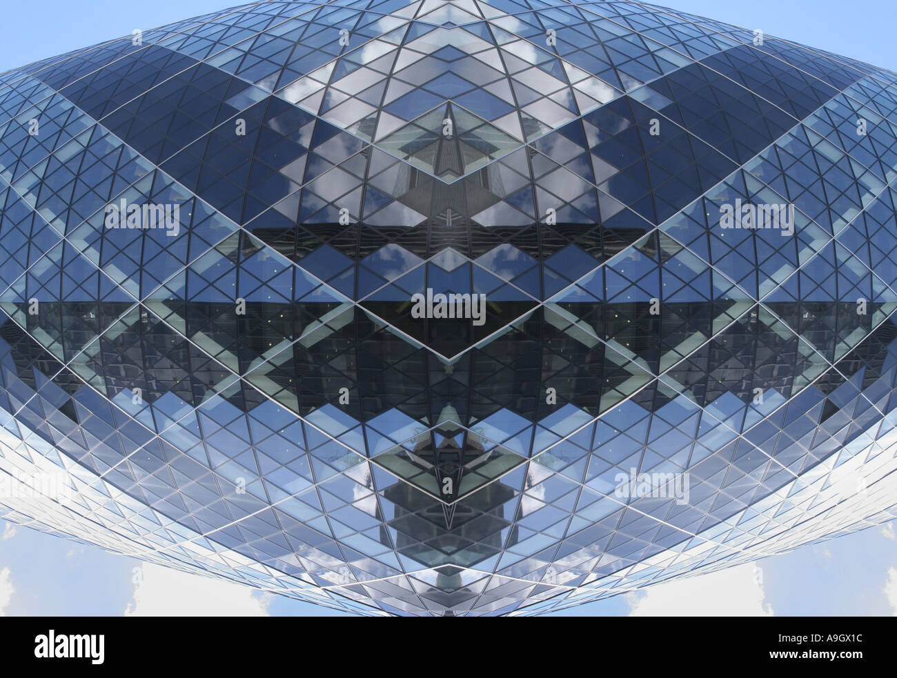 the gerkin swiss re tower in london cutup into an unusual pattern Stock ...