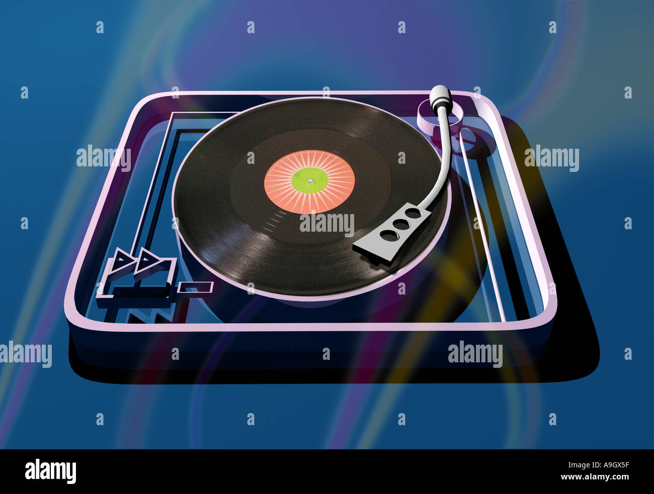 a 3d computer generated turntable with a real record composited onto it ...