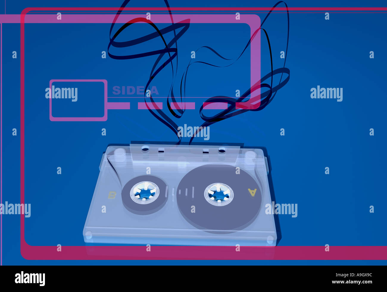 3d cassette with the tape flying out Stock Photo - Alamy