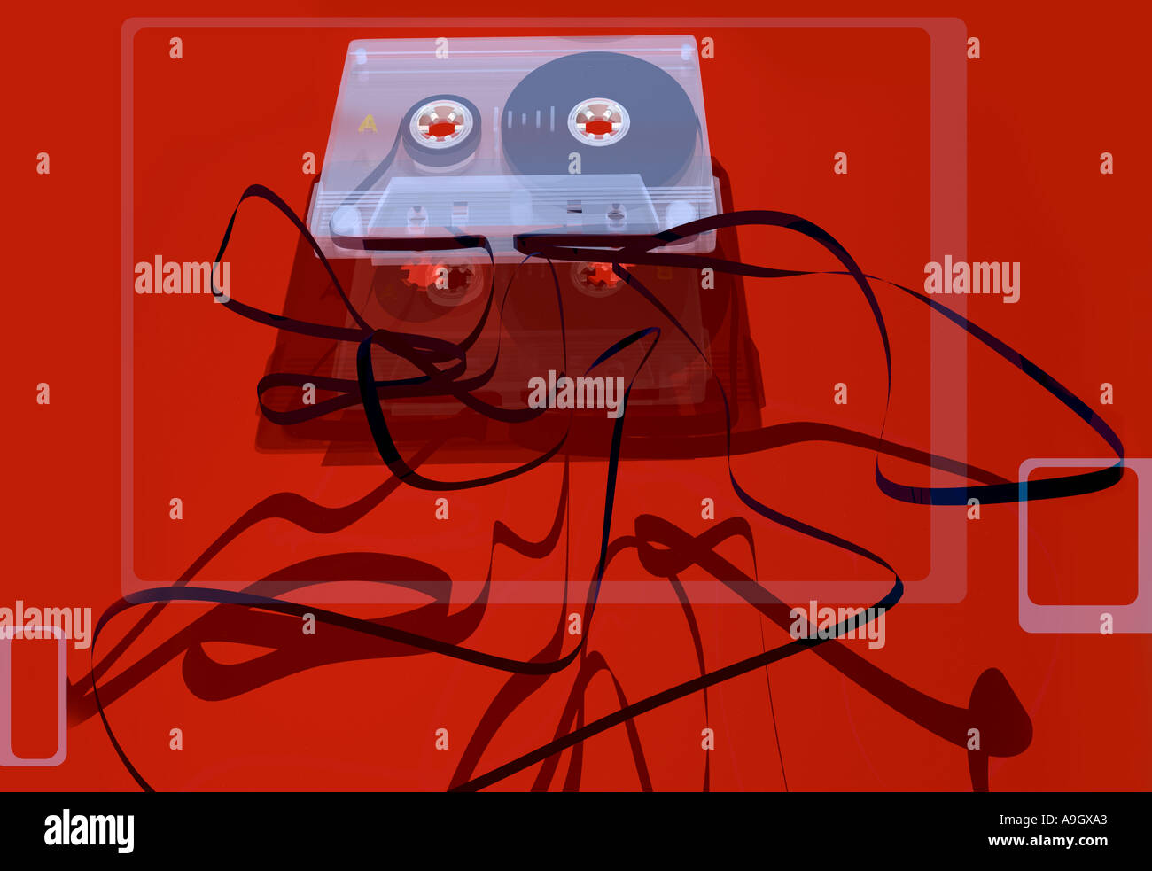 3d cassette with the tape flying out Stock Photo - Alamy